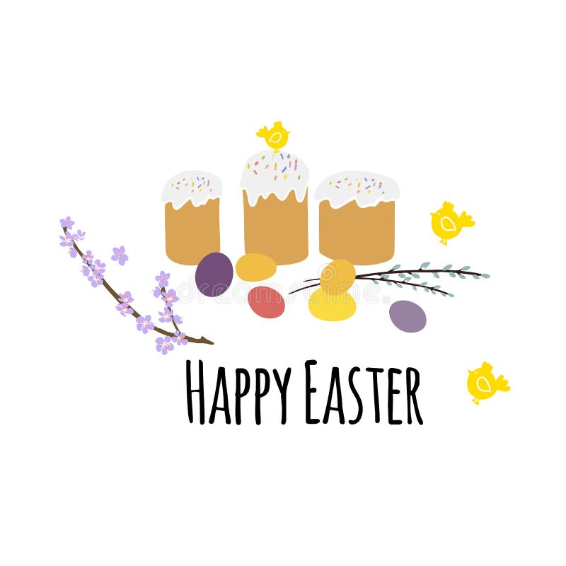 Vector Illustration Easter with Easter Traditional Symbols Collection ...