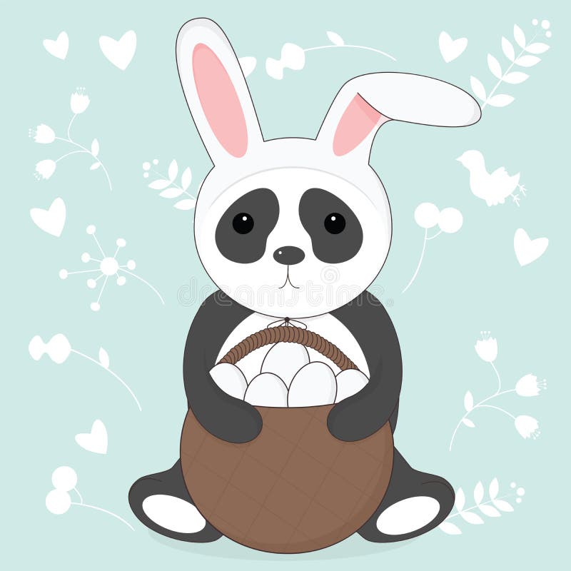 Vector Illustration of Easter Panda with Bunny Ears. Stock Vector ...