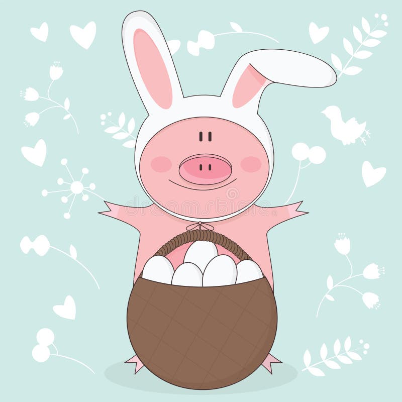 Vector Illustration of Easter Pig with Bunny Ears. Stock Vector ...
