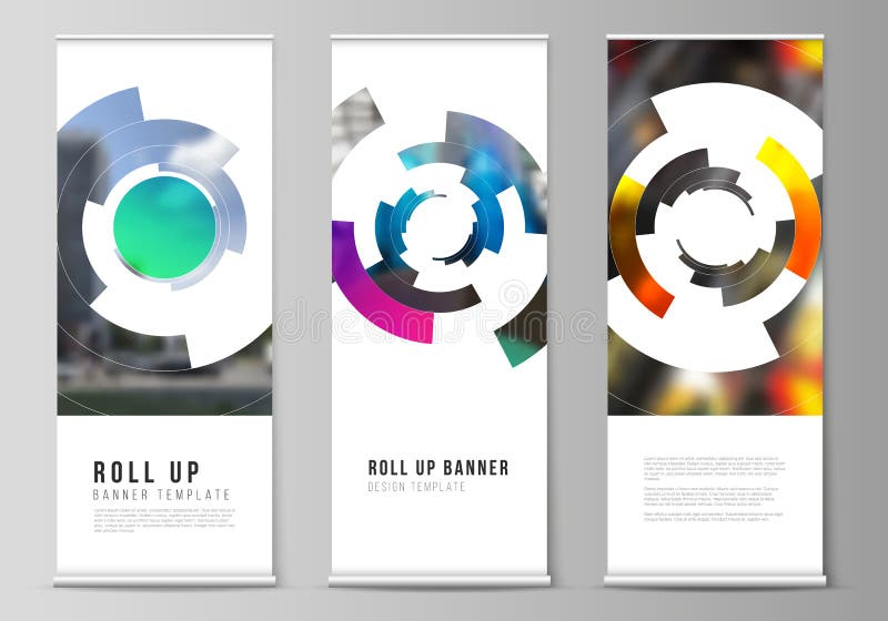 Vector Illustration Editable Layout of Roll Up Banner Stands, Vertical ...