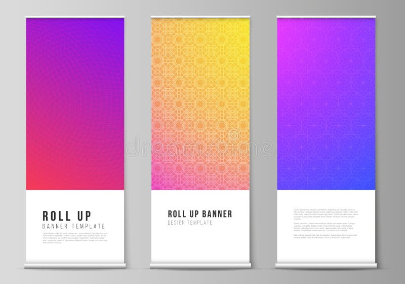 The Vector Illustration of the Editable Layout of Roll Up Banner Stands ...