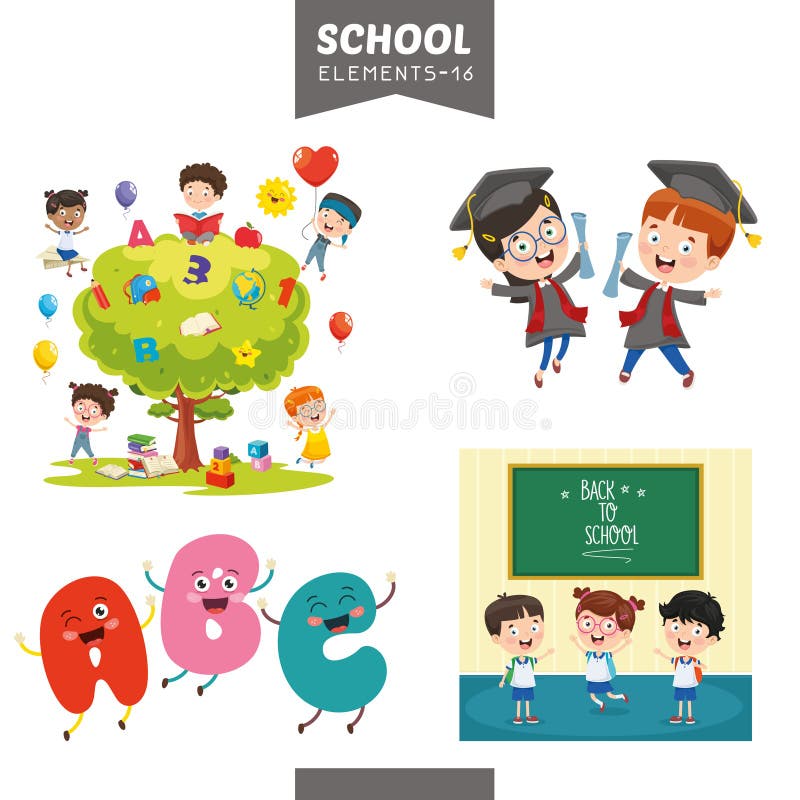 Vector Illustration of Education Elements Stock Vector - Illustration ...