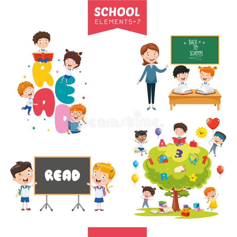 Vector Illustration of Education Elements Stock Vector - Illustration ...