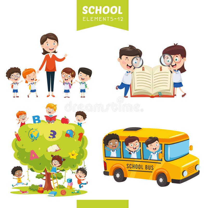Vector Illustration of Education Elements Stock Vector - Illustration ...