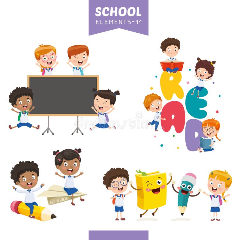 Vector Illustration of Education Elements Stock Vector - Illustration ...