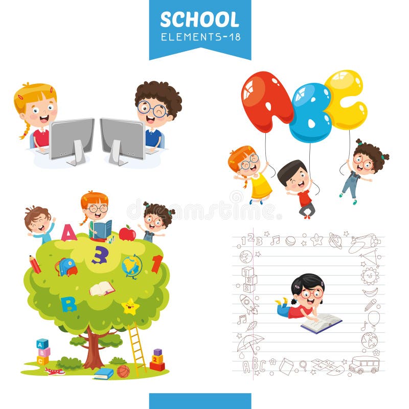 Vector Illustration of Education Elements Stock Vector - Illustration ...