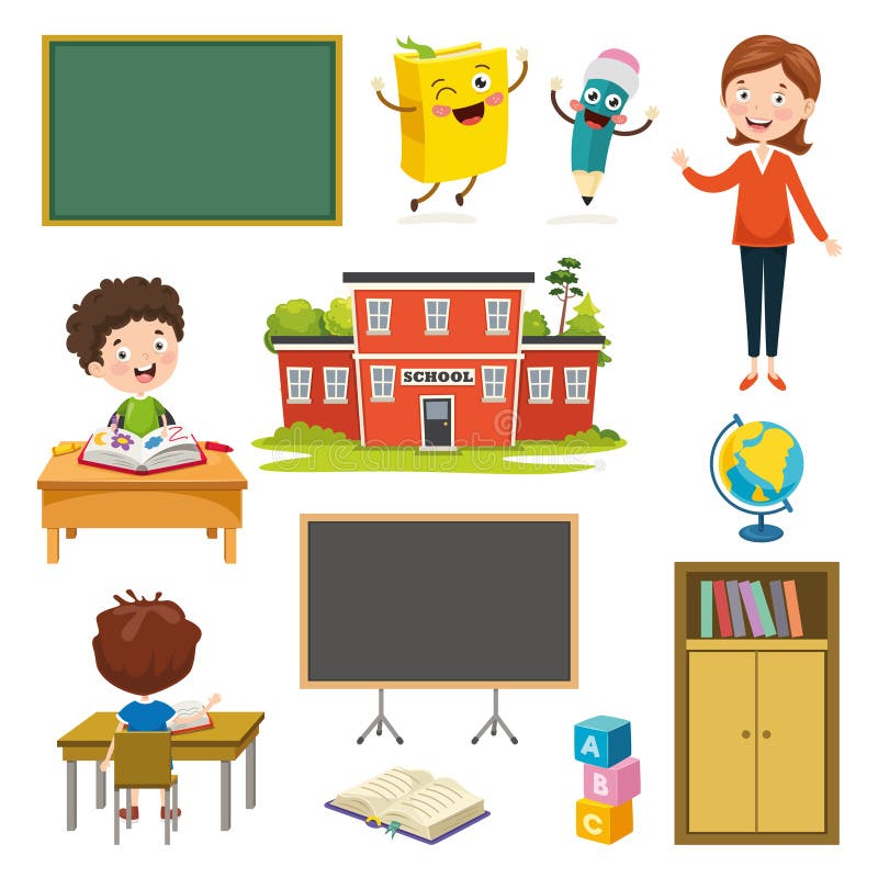 Vector Illustration of Education Elements Stock Vector - Illustration ...