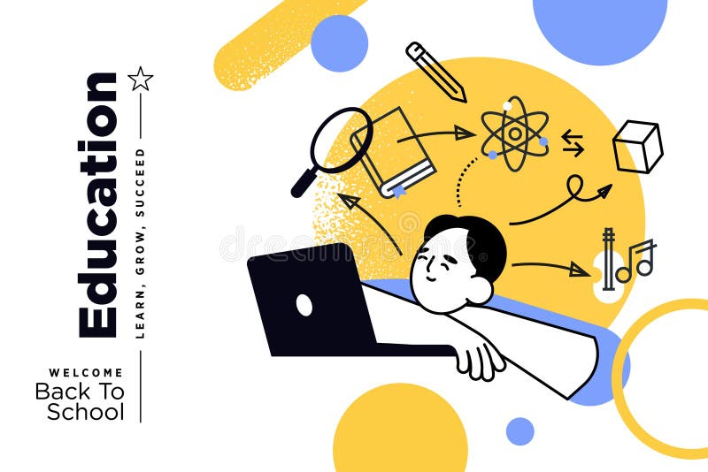 Distance education banner stock illustration. Illustration of face ...