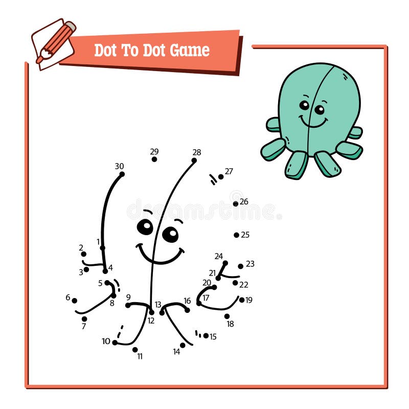 Dot To Dot Puzzle with Doodle Octopus Stock Vector - Illustration of ...
