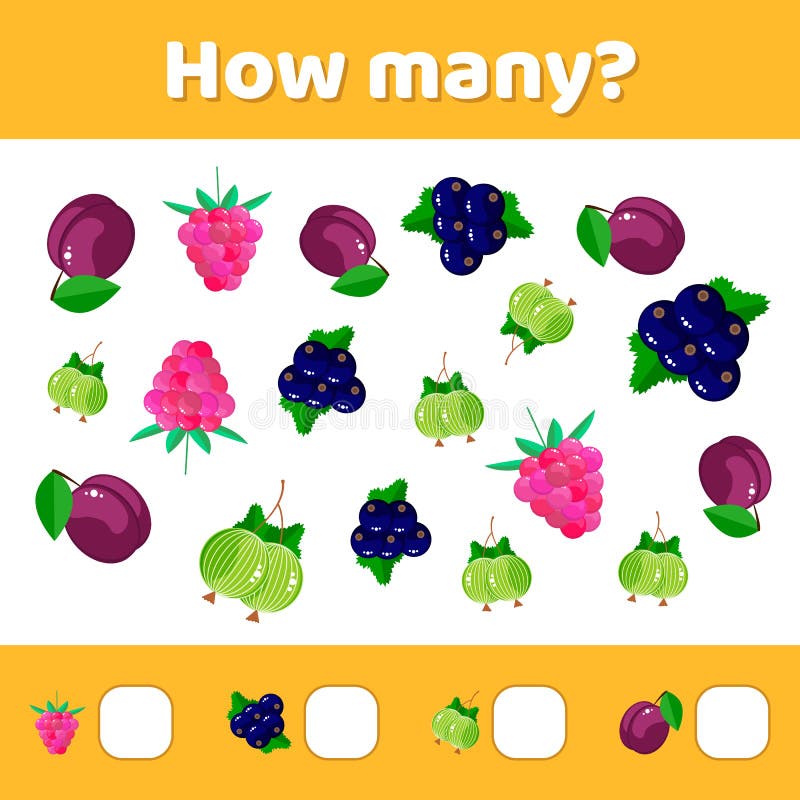Counting Educational Children Game, Kids Activity Sheet. How Many ...
