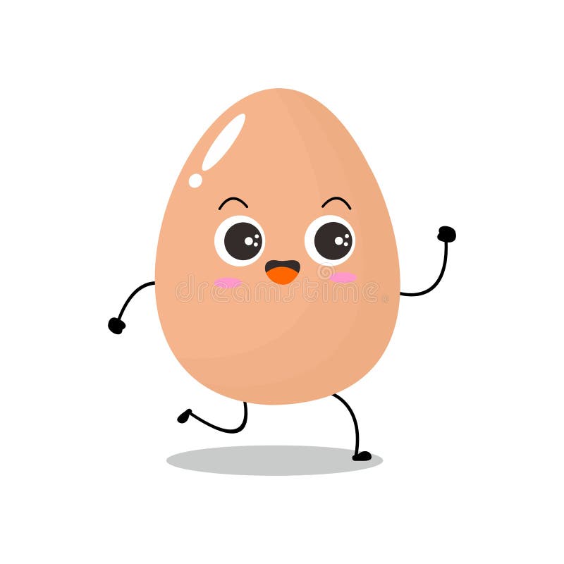 Vector Illustration of Egg Character with Cute Expression, Happy, Run ...