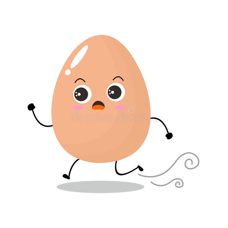 Vector Illustration of Egg Character with Cute Expression, Run, Panic ...