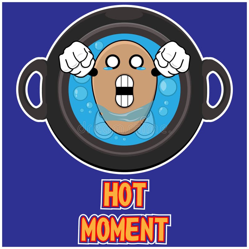 Vector Illustration of an Egg Character in a Hot Pot. Stock Vector ...