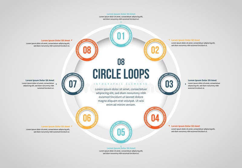 Eight Circles Loop Infographic Stock Vector - Illustration of direction ...
