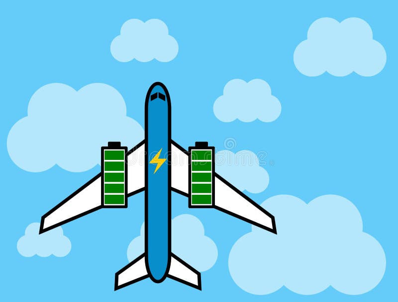 Vector Illustration of an Electric Aircraft Which Has Jet Batteries ...