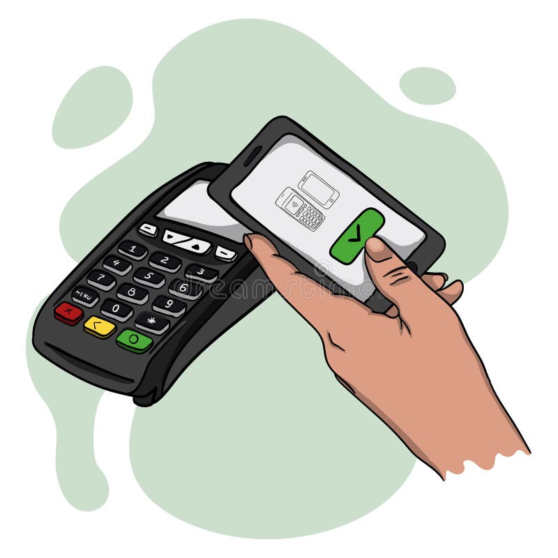 Vector Illustration of Electronic Payments Using Terminal, Smartphone ...