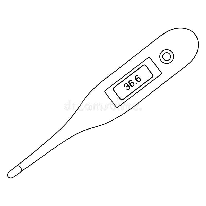 Electronic Thermometer. Sketch. the Display Shows the Result of Body ...