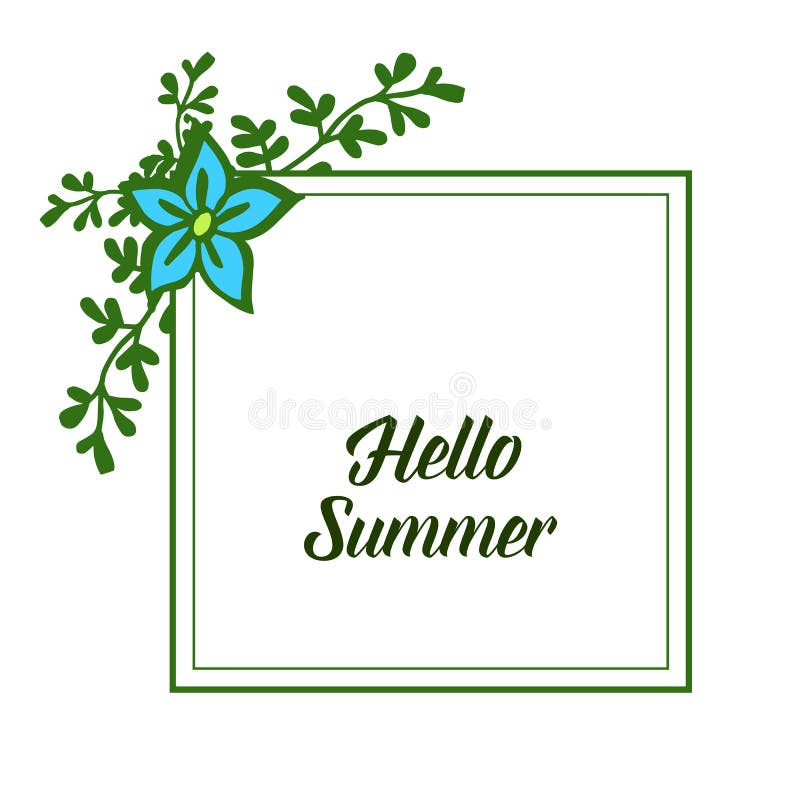 Vector Illustration Elegant Leaf Flower Frame with Banner Hello Summer ...