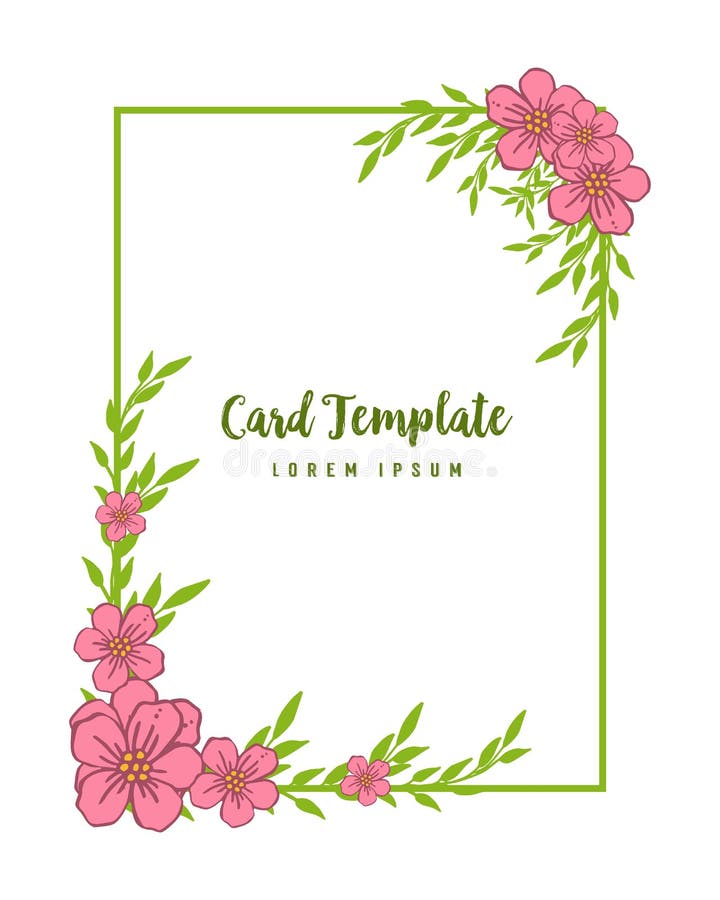 Vector Illustration Elegant Pink Flower Frame for Writing Card Template ...