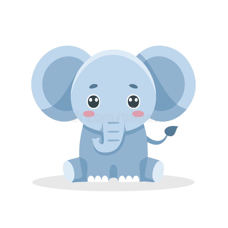 Vector Illustration of a Elephant , Cute Animal Joyful Sitting ...