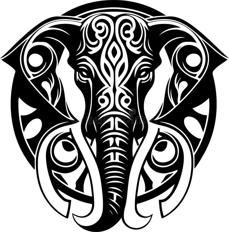 Vector Illustration of Elephant Head with Ornament Stock Vector ...