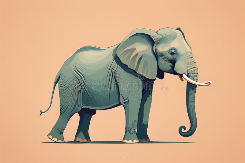 Vector Illustration of an Elephant. Isolated on a Solid Color ...