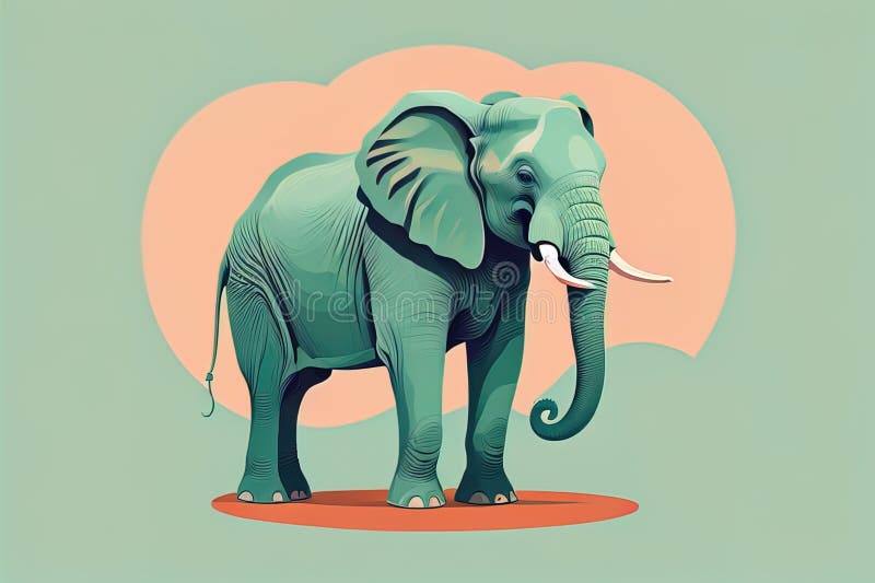 Vector Illustration of an Elephant. Isolated on a Solid Color ...