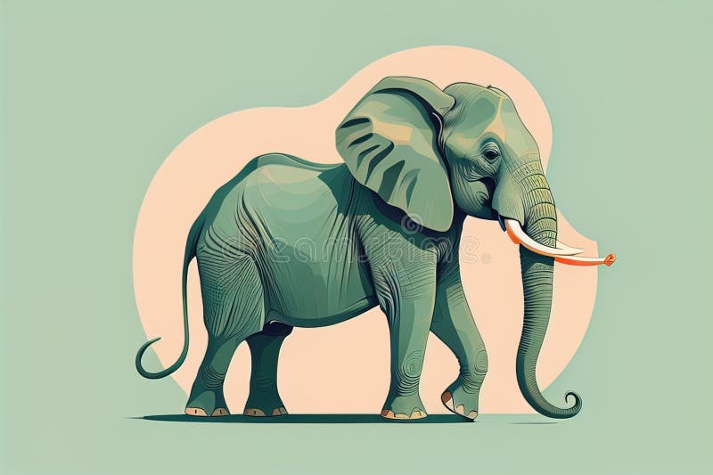 Vector Illustration of an Elephant. Isolated on a Solid Color ...