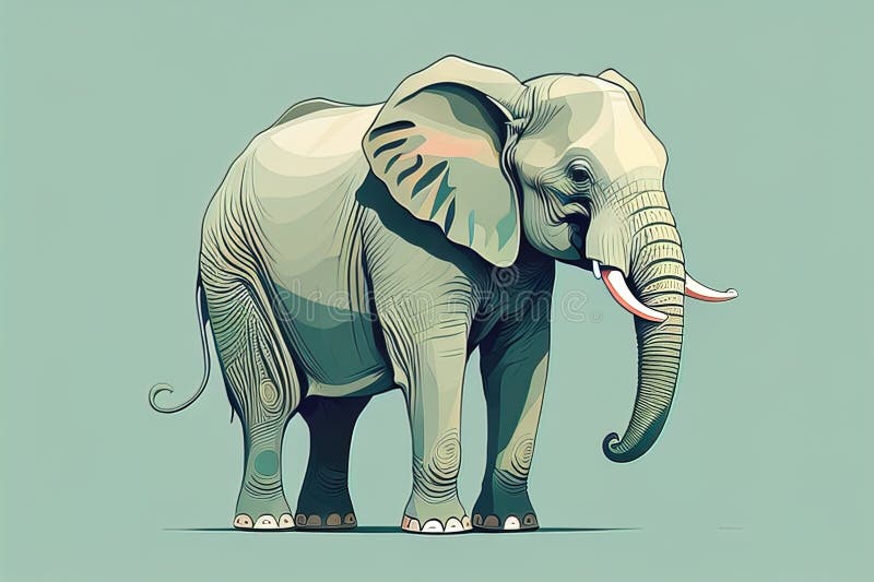 Vector Illustration of an Elephant. Isolated on a Solid Color ...