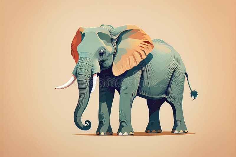 Vector Illustration of an Elephant. Isolated on a Solid Color ...