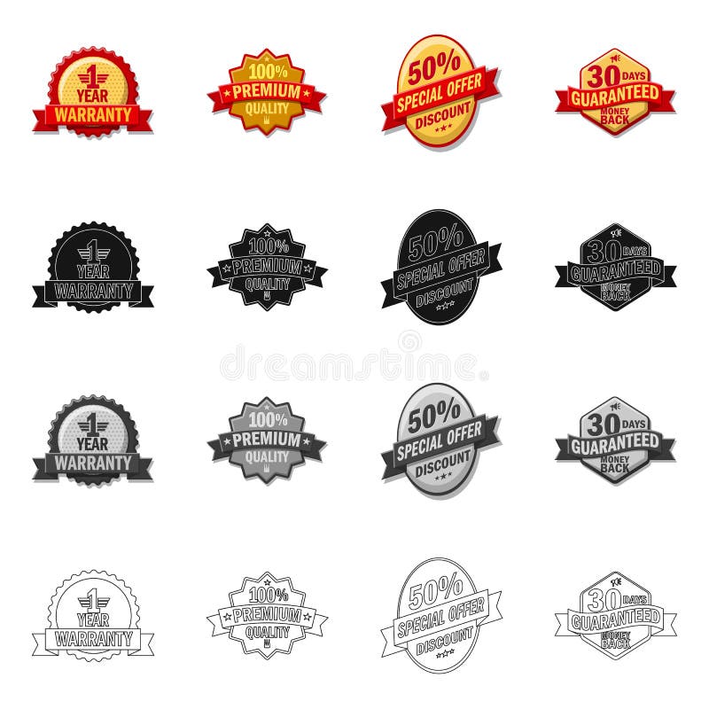 Vector Design of Emblem and Badge Sign. Set of Emblem and Sticker Stock ...