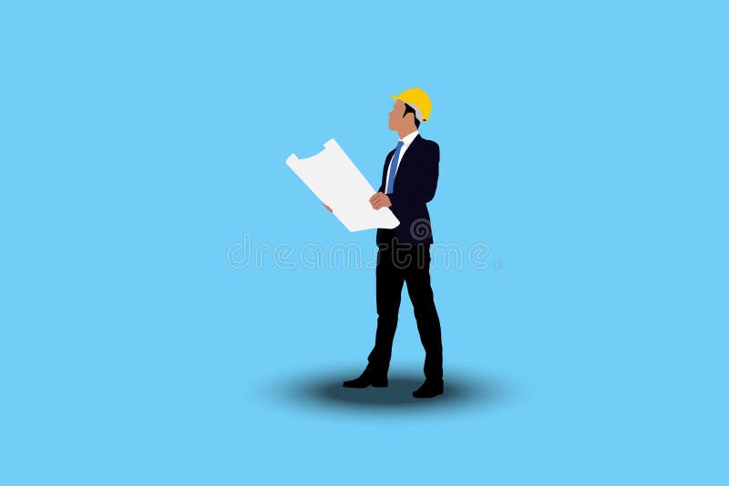 Engineer Holding Blueprints Stock Illustrations – 269 Engineer Holding ...