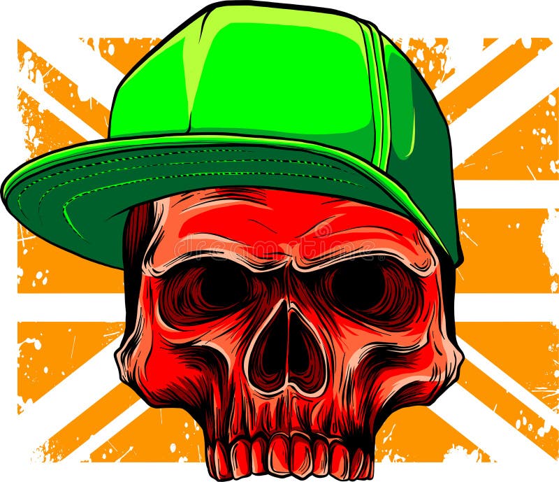 Vector Illustration of England Flag and Skull with Bonnet. Stock Vector ...