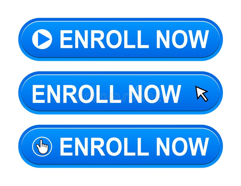 Enroll now button stock vector. Illustration of glass - 121749948