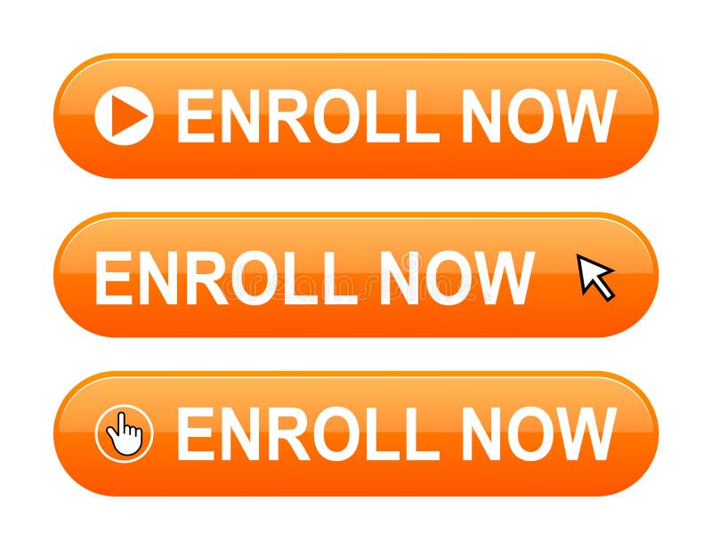 Enroll now button stock vector. Illustration of details - 121750008