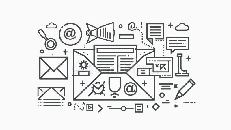 Envelope with Ad Advertisement Outline Icons for Professional Marketing ...