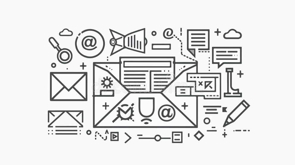 Envelope with Ad Advertisement Outline Icons for Professional Marketing ...