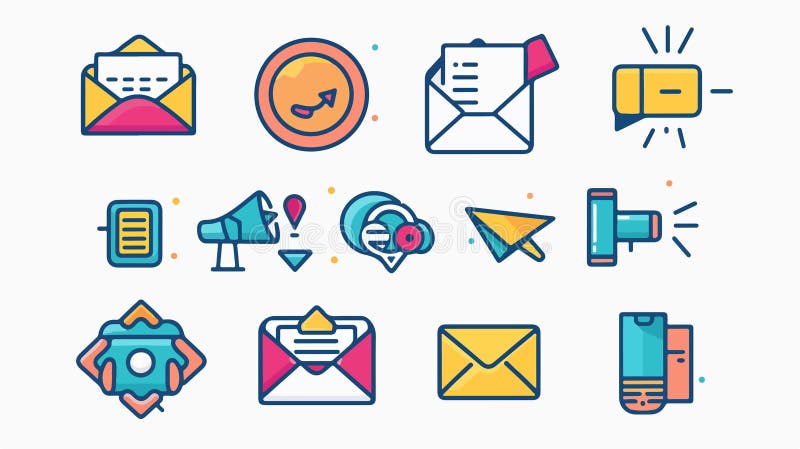 Envelope with Ad Advertisement Outline Icons for Professional Marketing ...