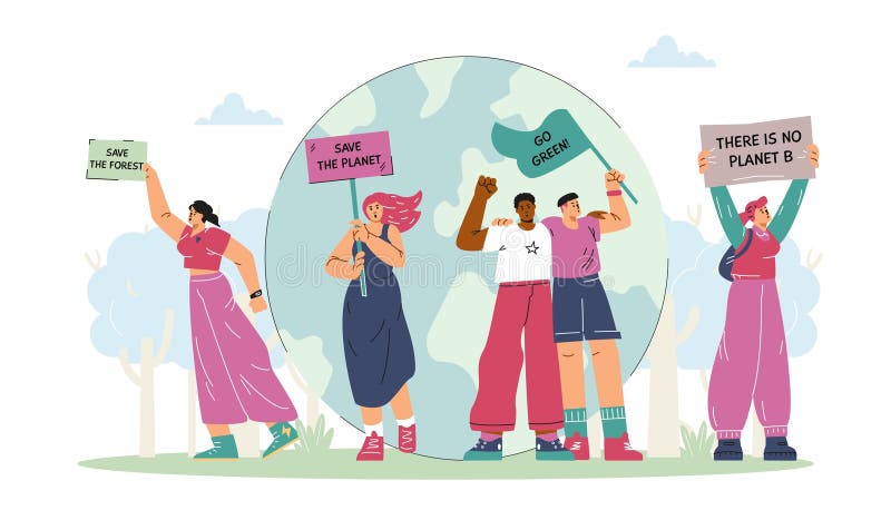 Vector Illustration of Environmental Protest "Save Our Planet". Stock ...