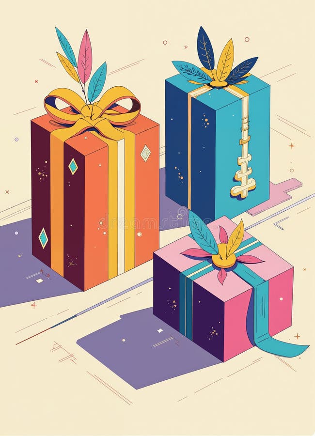 A Vector Illustration of Epiphany Colorful Goft Boxes with Colorful ...