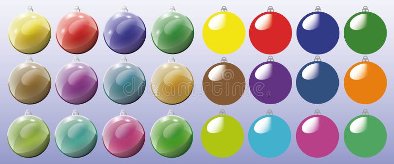 Colorful Christmas Balls. Gradient and Solid Color Set of Isolated ...