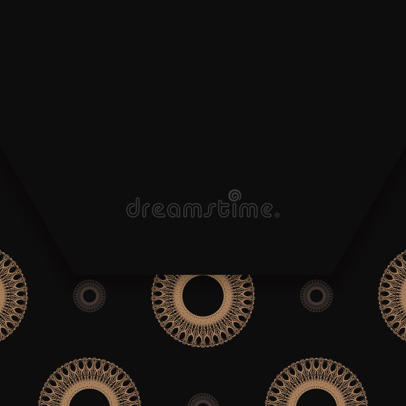 Black Color Card with Abstract Brown Pattern for Your Design. Stock ...