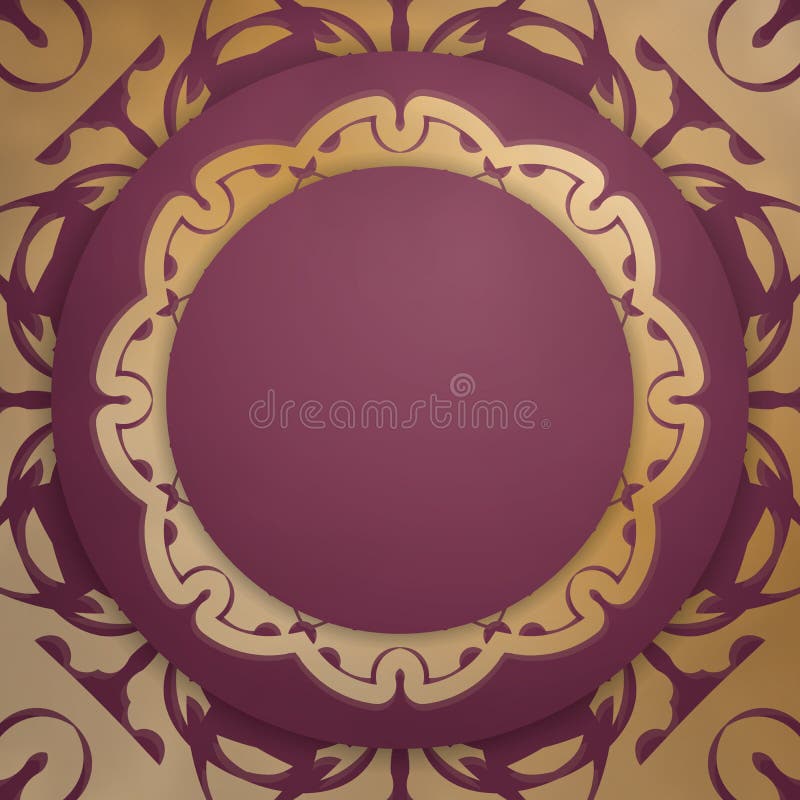 Brochure Template Burgundy with Indian Gold Pattern for Your ...