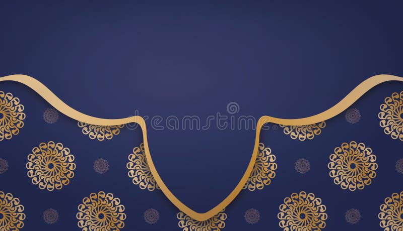 Dark Blue Background with Greek Gold Pattern and Place for Logo or Text ...