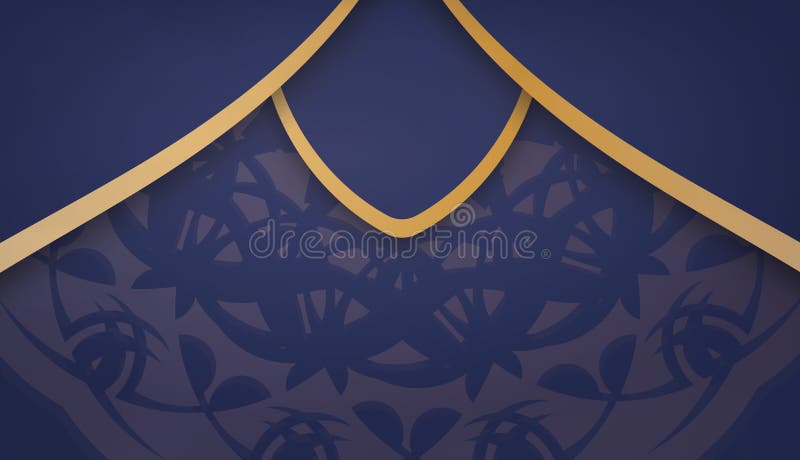 Dark Blue Banner with Abstract Gold Pattern and Place for Logo or Text ...