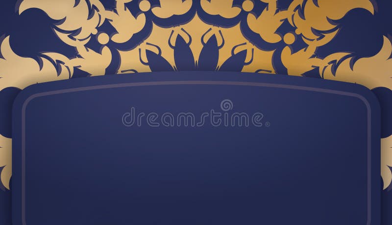 Dark Blue Banner Template with Abstract Gold Pattern and Place Under ...