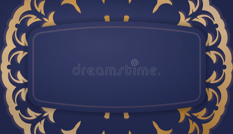 Dark Blue Banner Template with Vintage Gold Pattern for Under Logo ...