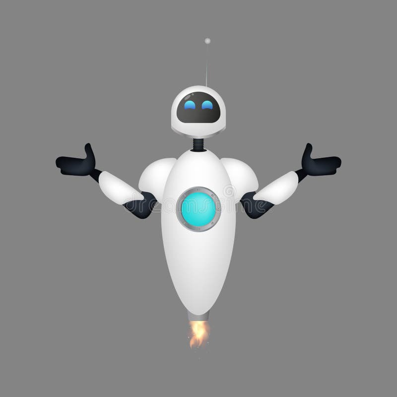 The Friendly White Flying Robot Makes a Helpless Gesture. Welcome Robot ...