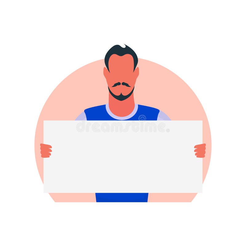 Male with Empty Banner. Protest Concept. Vector Illustration. Stock ...