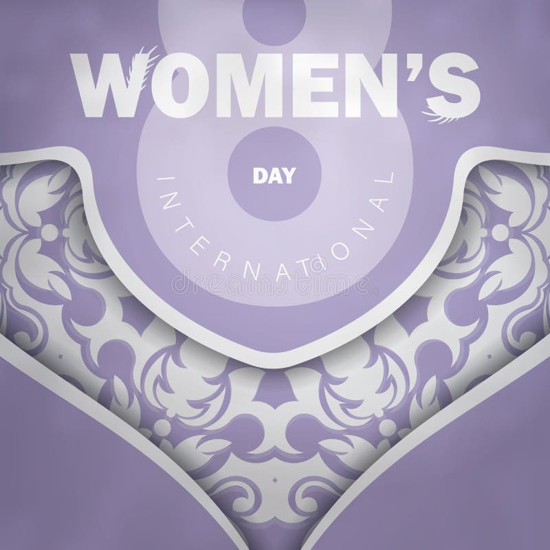 8 March Purple Card with Abstract White Pattern Stock Vector ...
